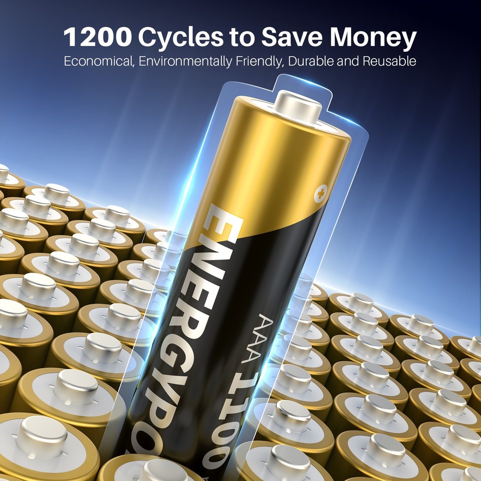8 Packs Rechargeable AAA Batteries 1100mAh 1.2V Ni-MH Triple A Battery ...