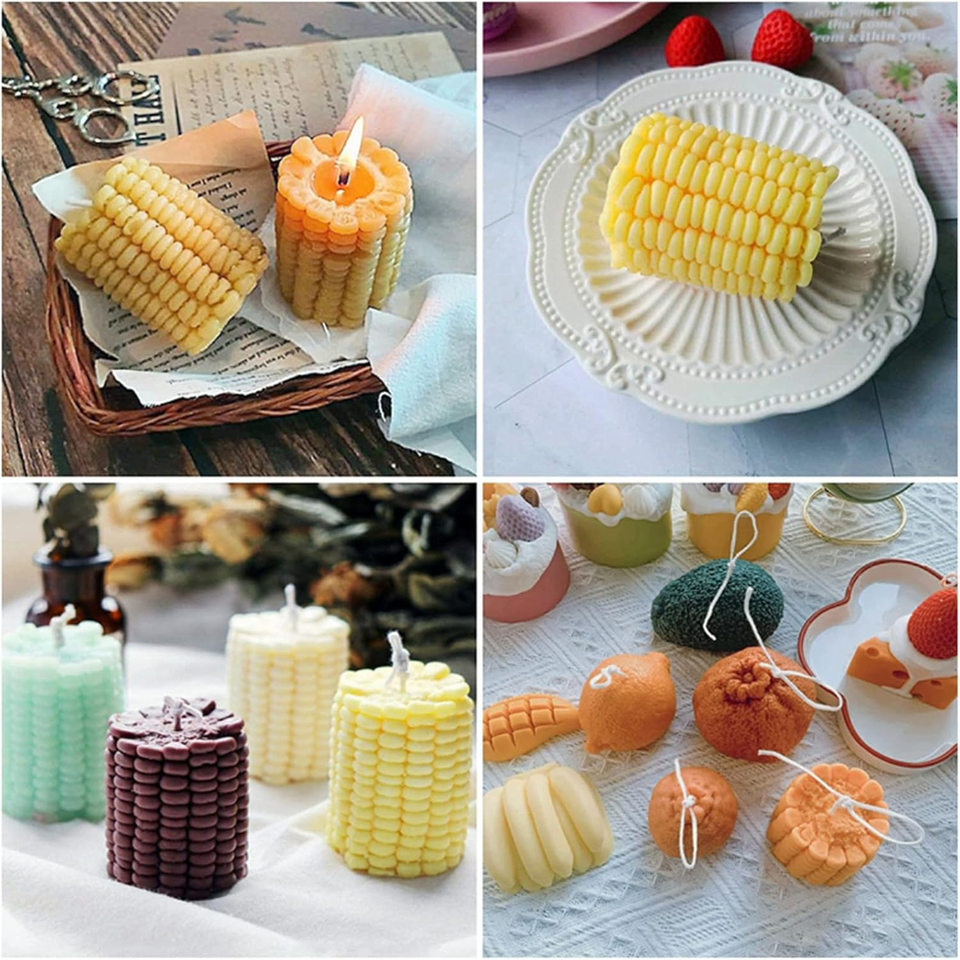 3D Corn Shape Cylinder Silicone Candle Molds Soap Mould Fondant ...