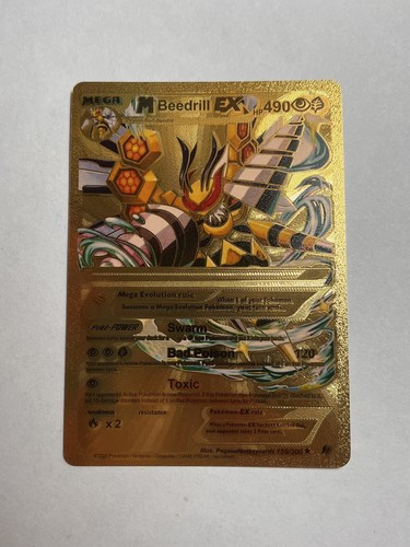 Gold Foil Pokémon Fan Art Card Collection Mega Beedrill EX NM | eBay