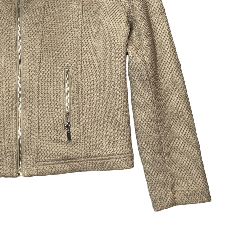 Alfani Jacket Mens Large Textured Knit Moto Beige Full Zip Pockets ...