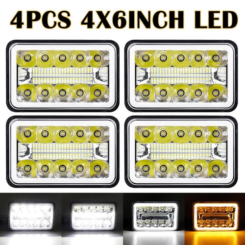 4pc 4x6'' LED Headlights DRL Turn For FJ80 FZJ80 Toyota Landcruiser 60 ...