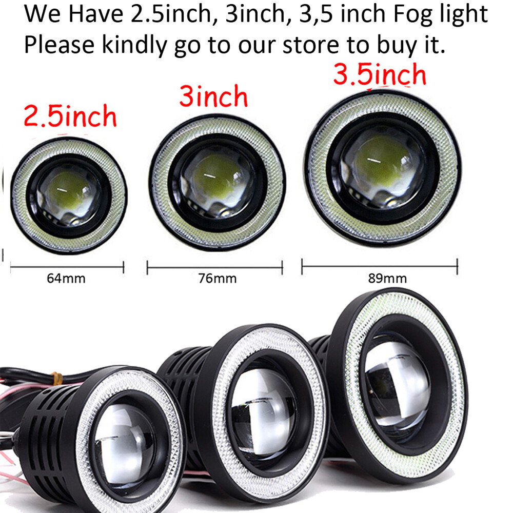 2X 3 inch Yellow LED Fog Light Driving Lamp w/ Amber COB Angel Eyes ...