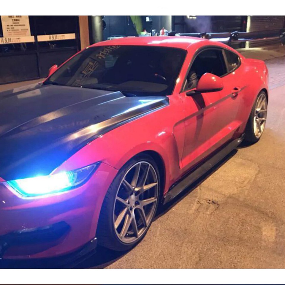 For Ford Mustang GT 2-Door 15-19 Real Carbon Fiber Side Skirt Extension ...