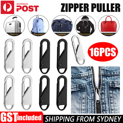 16x Zipper Pull Tab Replacement Metal Zip Head Slider Puller Handle ...