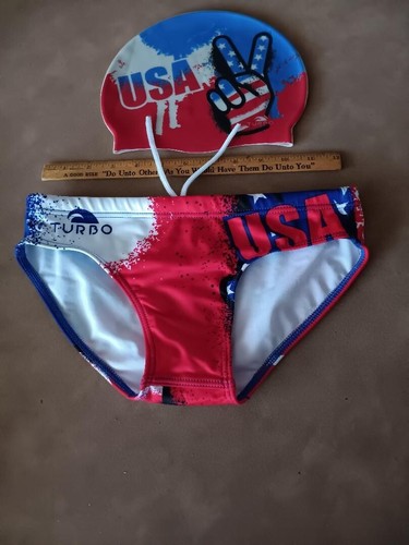 Speedo Diving Brief Swim Suit and Matching Cap, USA, Mens Size S. | eBay