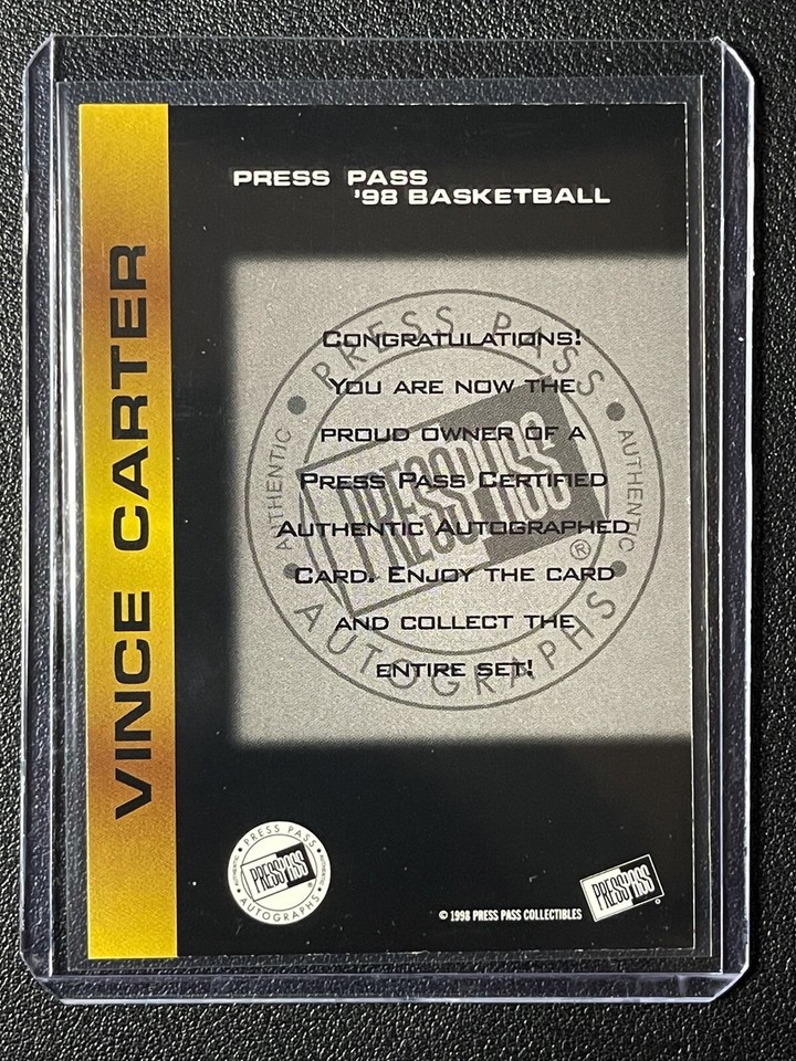 VINCE CARTER 1998-99 PRESS PASS BASKETBALL ROOKIE AUTO AUTOGRAPH RC | eBay