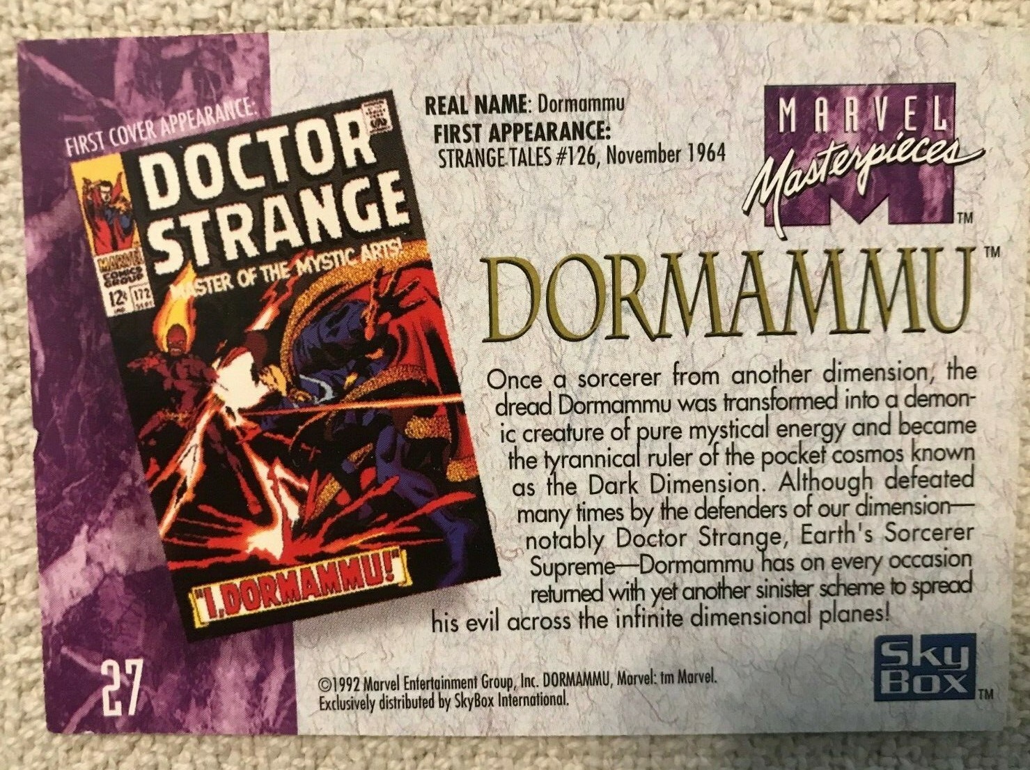 Skybox Marvel Masterpieces Dr Strange "Dormammu" Card #27 1992 (B41) | eBay