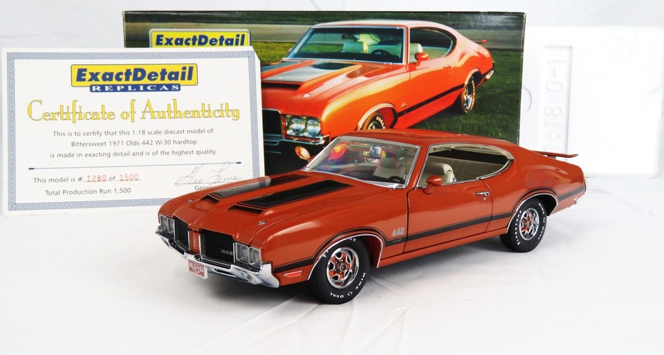Exact Detail Diecast Car 1971 Oldsmobile Olds 4-4-2 W-30 1:18 LE COA ...