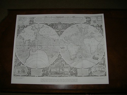 Hondius Broadside Map of the World - Drake 1577-1580 - 22"W X 17"H | eBay