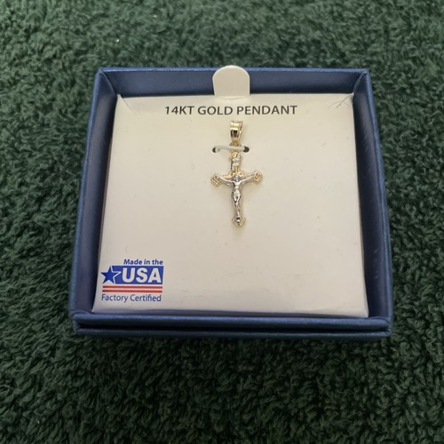 Fine Jewelry 14K Solid Yellow Gold Flat Cross Religious Pendant .45 ...