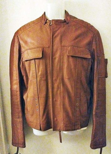 Vintage Mens ALESSANDRO DELL'ACQUA Brown Leather MOTO Jacket Sz EUR 48 ...