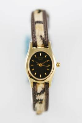 Sharp Watch Womens Stainless Gold Water Resist Brown Beige Leather ...