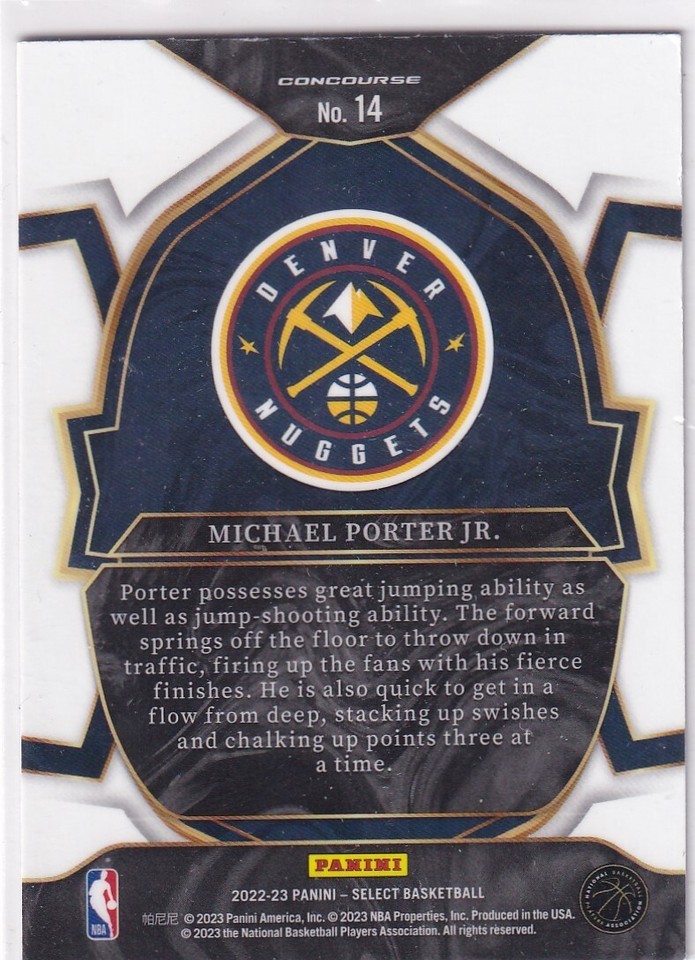 2022-23 Panini Select NBA Numéro 14 Michael Porter Jr | eBay