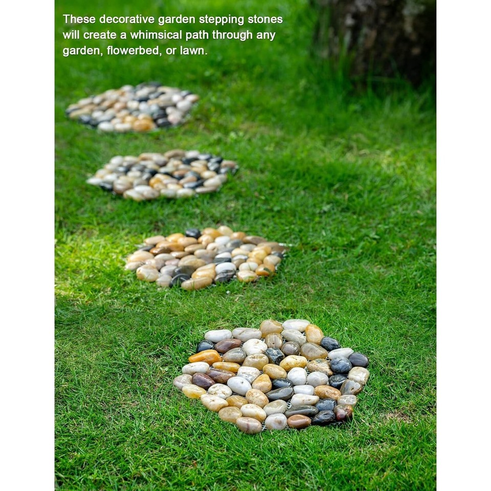 STEPPING STONES River Rock Pavers Pebbles for Garden Hexagon Set of 6 ...