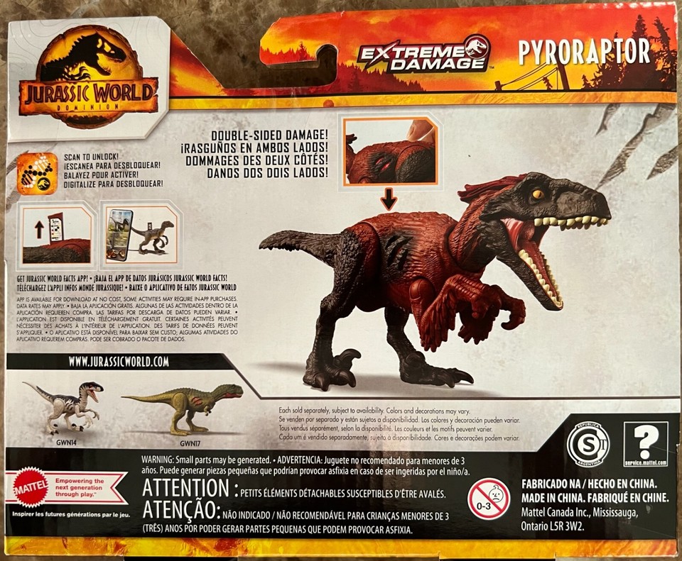 Jurassic World Dominion Extreme Damage PYRORAPTOR 2022 Dino Action ...
