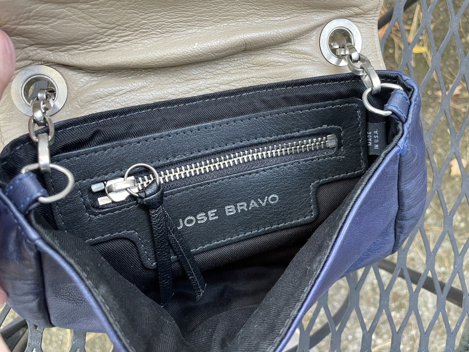 Jose Bravo Small Crossbody Purse Clutch Chain Strap Blue Brown Croc ...