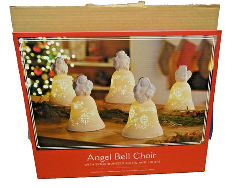 Hallmark Angel Bell Choir 5 SONGS Synchronized Music 8 COLOR Lights W ...