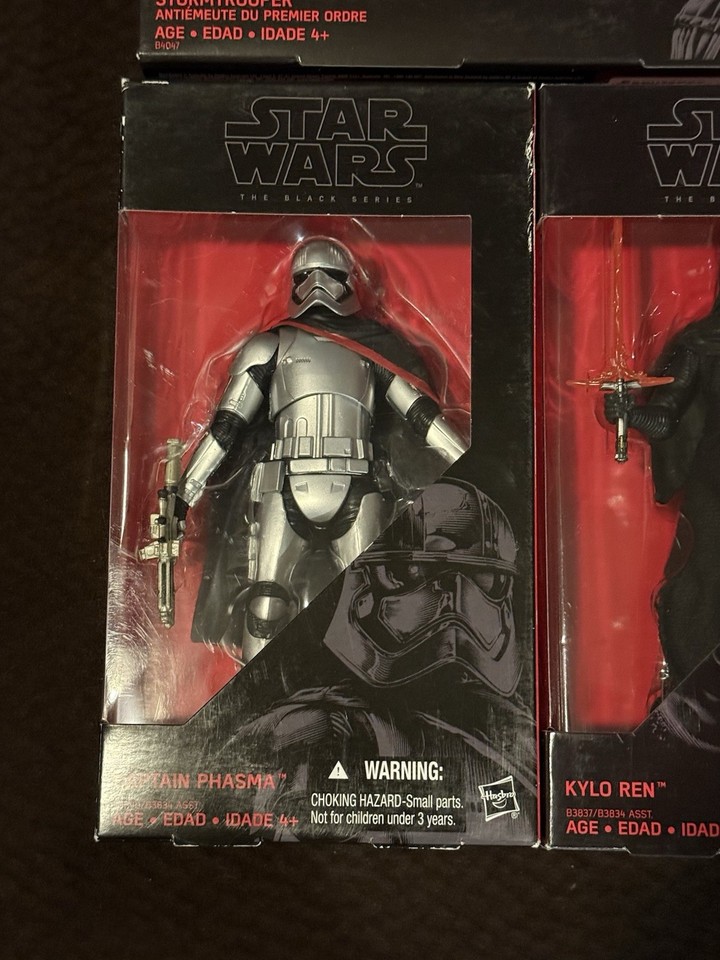 Star Wars Black Series Poe Dameron & First Order Stormtrooper, Kylo Ren ...