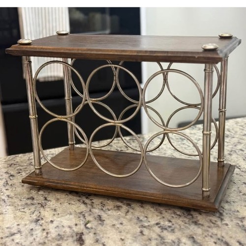 Mid-Century Modern Wood & Metal 6-Bottle Wine Rack | eBay