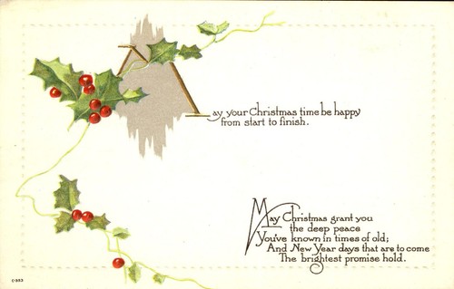 CHRISTMAS TIME poem holly berry peace ~ c1910 | eBay