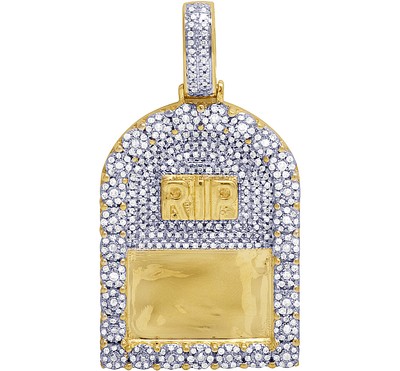 Men's 10K Yellow Gold Real Diamond RIP Tombstone Custom Pendant Charm 1 ...