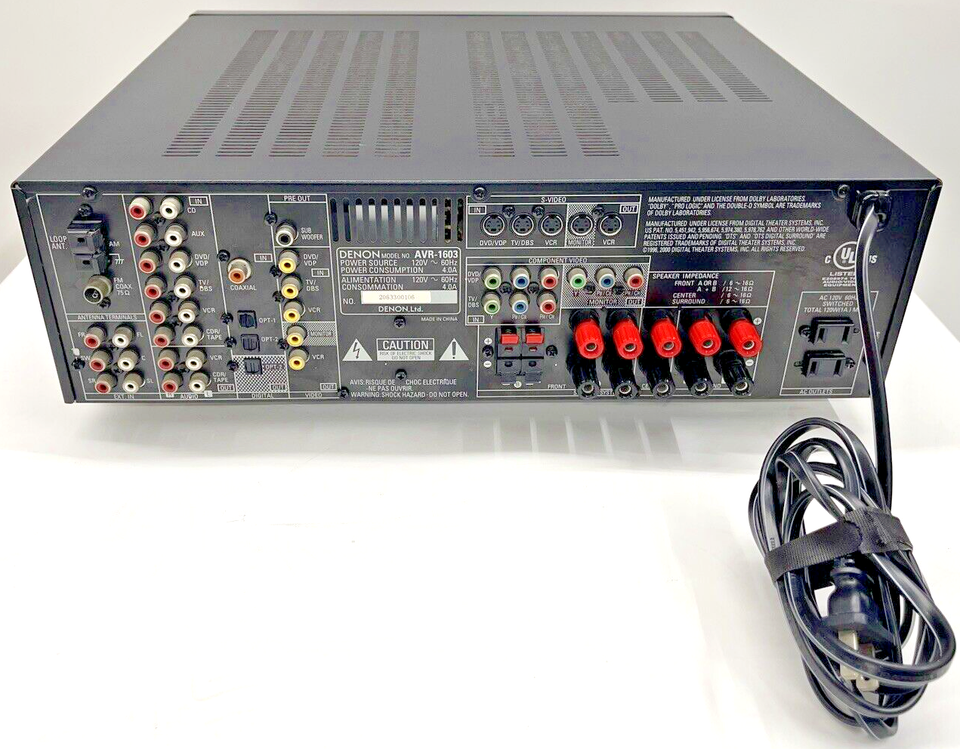 VTG Denon AVR-1603 AV Surround Sound Home Theater Receiver 5.1 Black ...