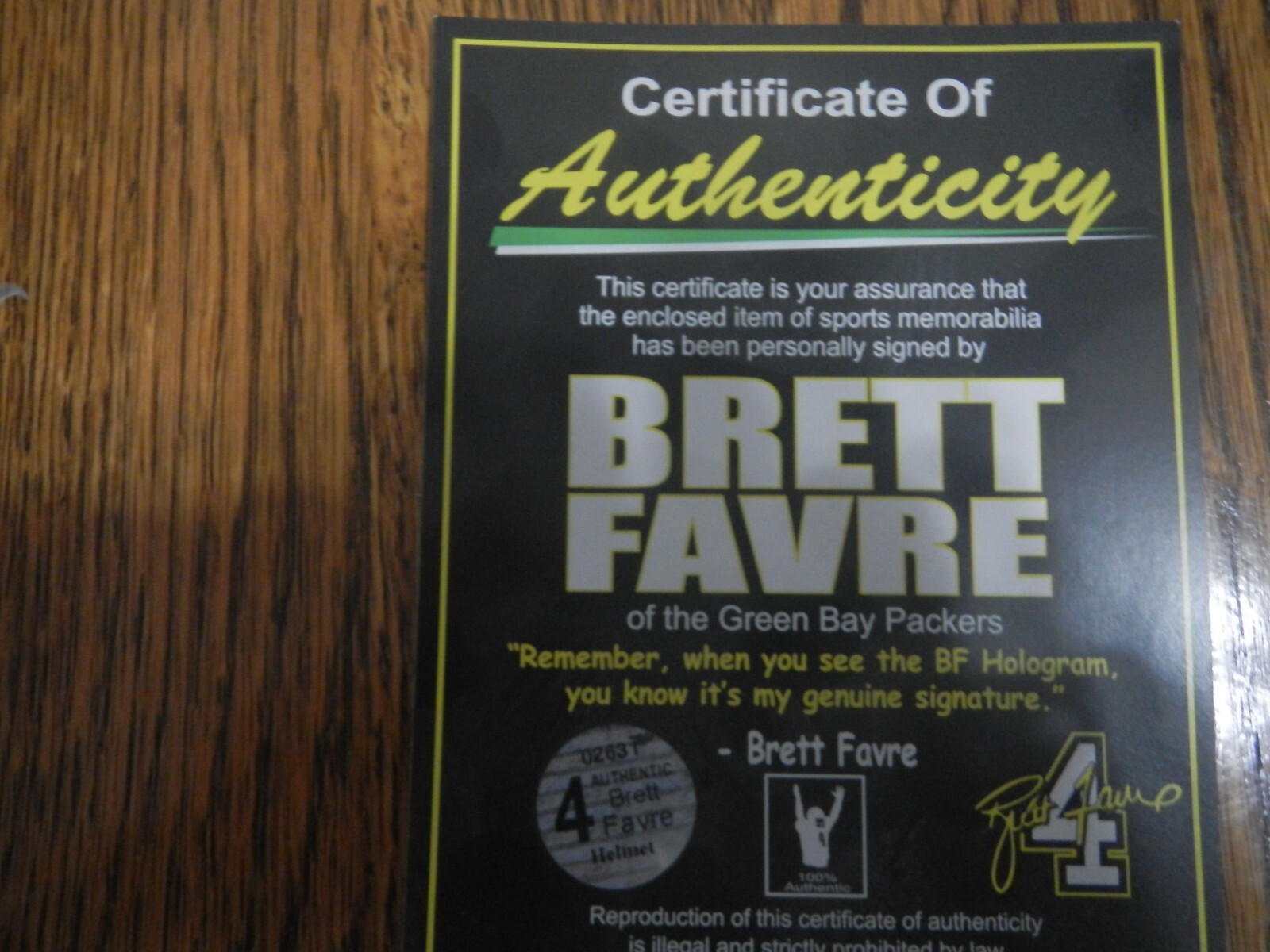 Brett Favre Signed Authentic NFL Helmet Limited Edition #24 of 149 c/w ...