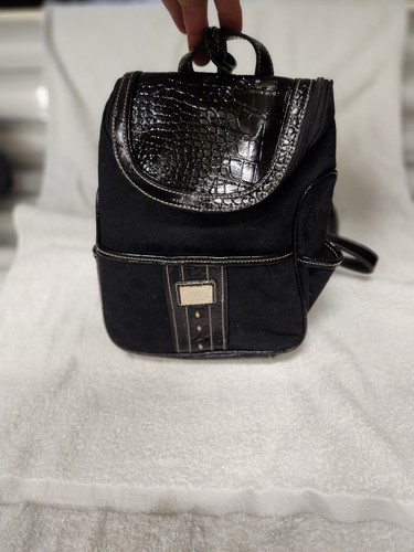 Villager by Liz Claiborne Back Pack Sling Bag Purse Blk Faux Leather ...