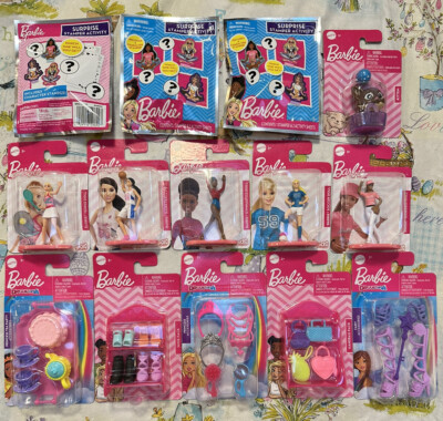 Huge Lot of 14 Mattel Barbie Micro Doll Toy Sports, Fairy & Princess ...