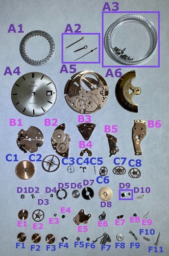 Omega Cal 565 Parts Movement Balance Fork Wheels Springs Bridge | eBay