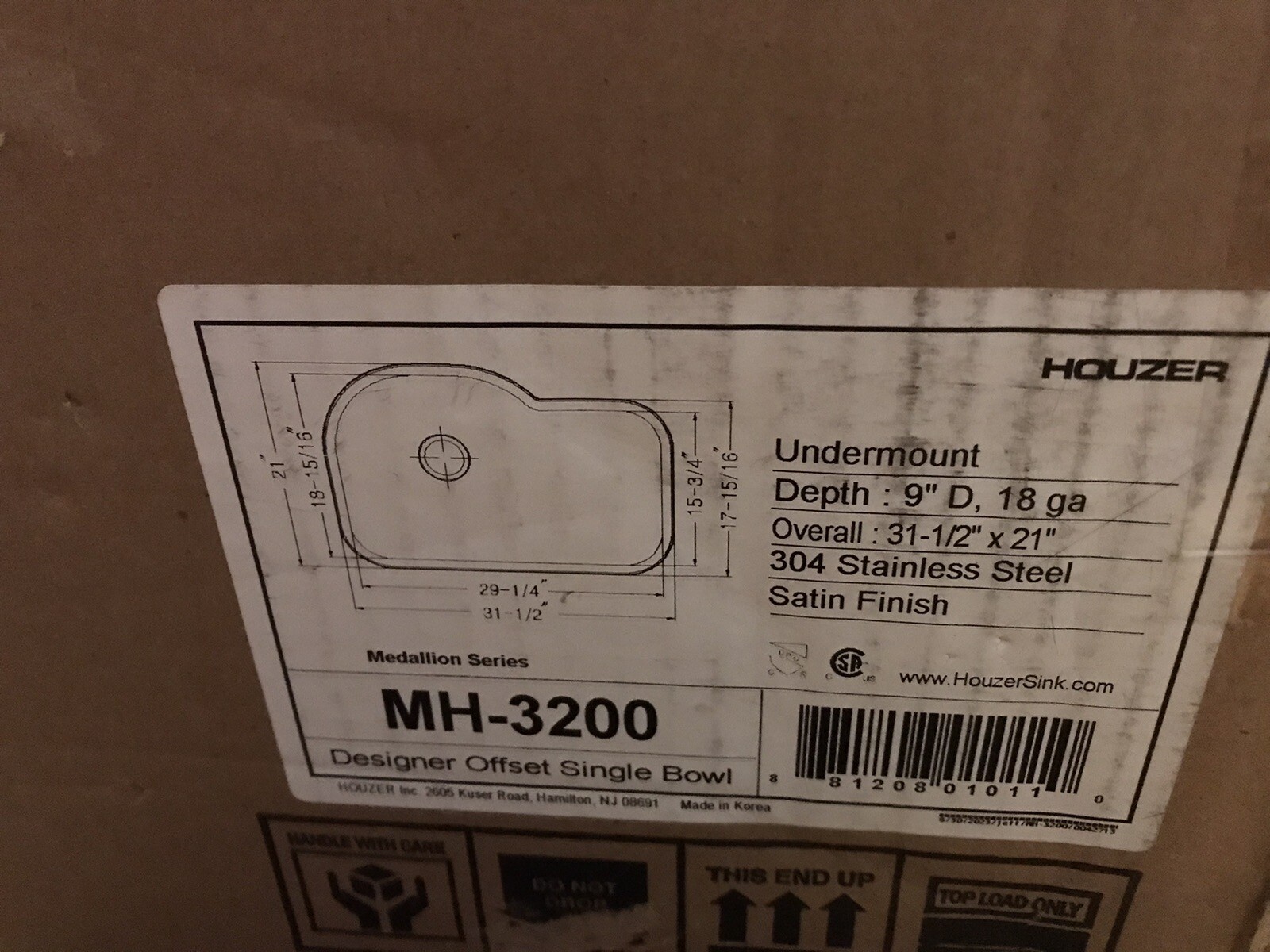 Houzer MH-3200 Medallion Gourmet Series Undermount Stainless Steel SInk ...