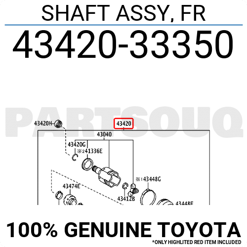 4342033350 Genuine Toyota SHAFT ASSY, FR 43420-33350 | eBay
