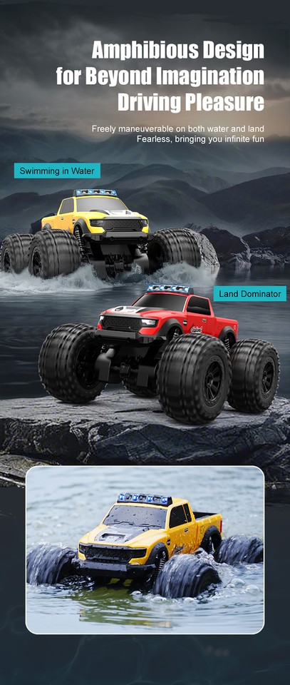 RC C8816 1:16 RC Amphibious Car 4WD Drive 2.4G 50M 360° Rotation Off ...