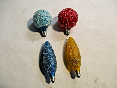 4 Vtg Christmas Light Lamp Bulbs Sugar Krystal Coated Snowball Not ...