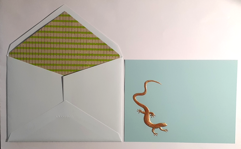 8 Crane and Company Gold Salamander Flat Cards and Beach Glass ...