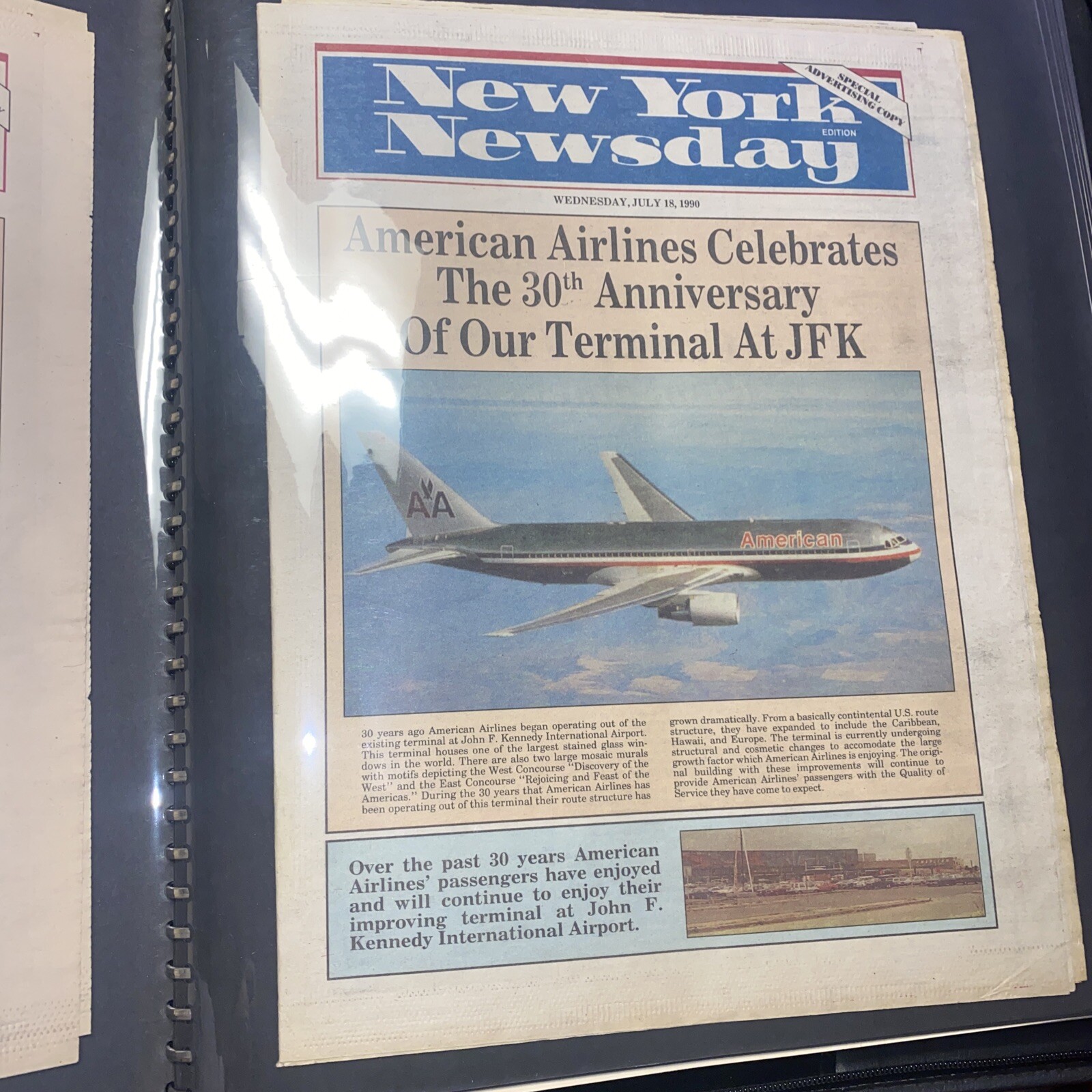 Newsday Front page July 18, 1990 American Airlines Celebrates 30th ...