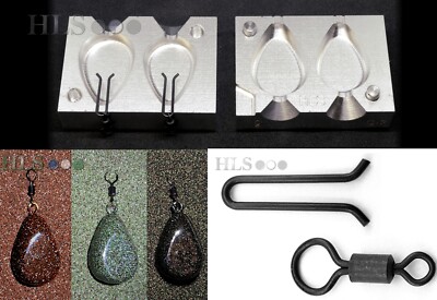 Carp Lead making kit Mould 1kg Coating powder 500 Loops 500 Swivels ...