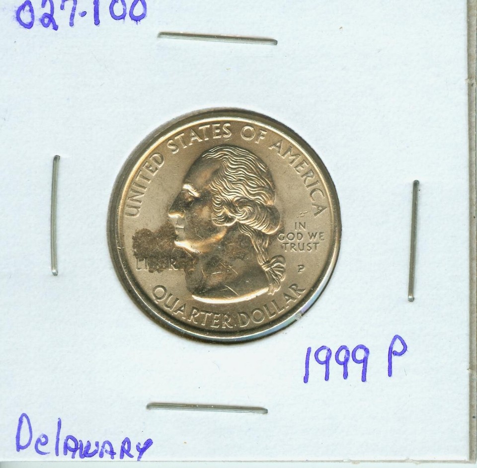 1999-P Delaware Quarter Spitting Horse circulated plus struck through ...