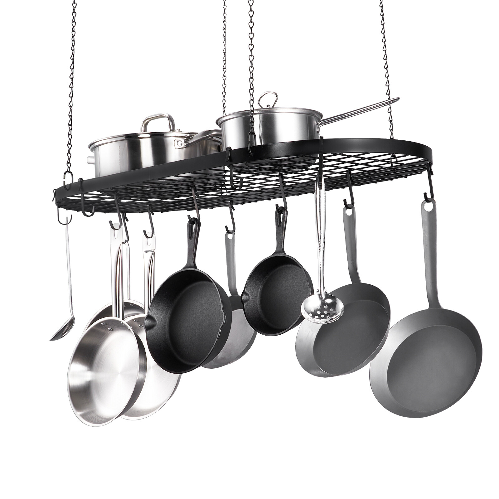VEVOR Pot and Pan Rack for Ceiling w/ Hooks - Oval Mounted Mounted ...