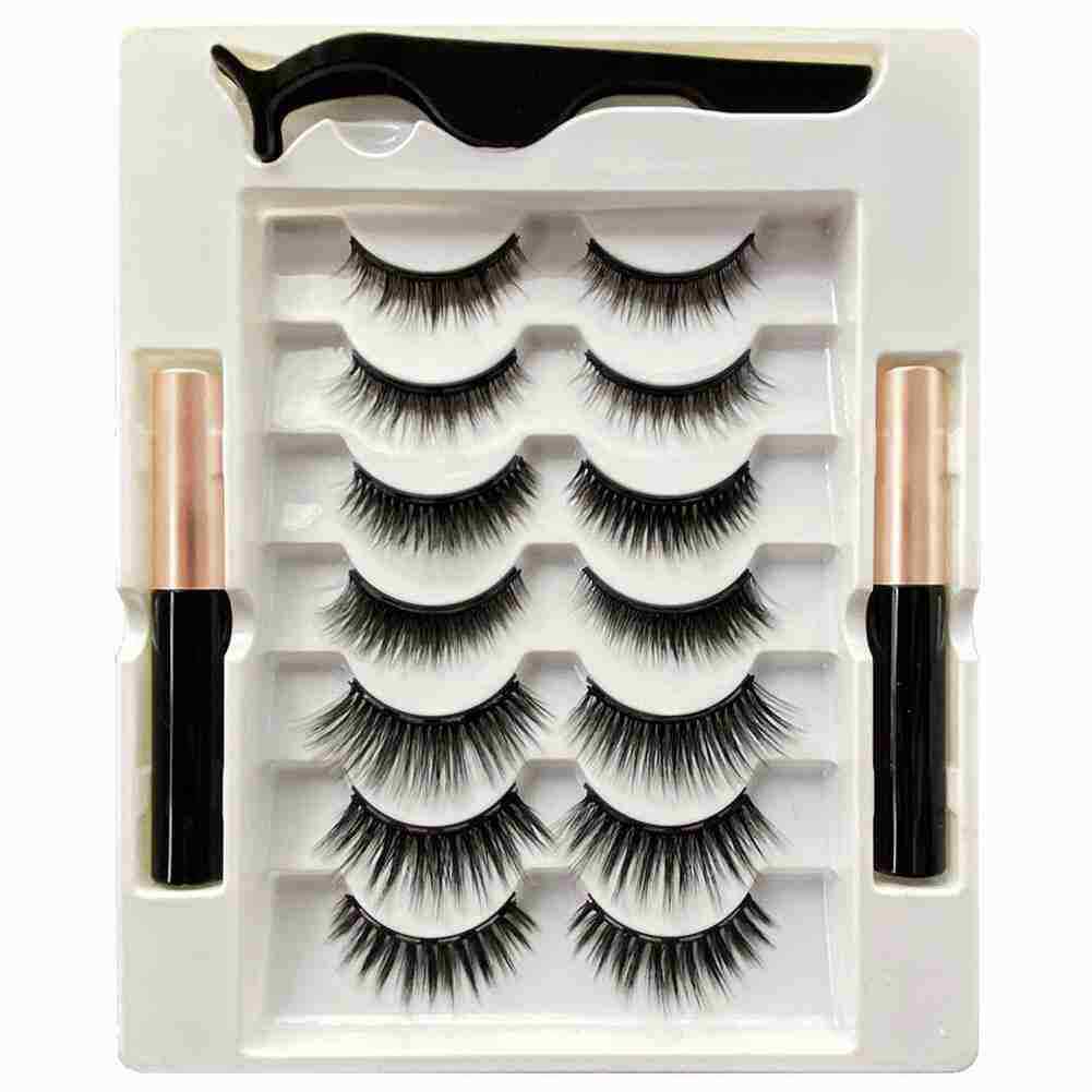 7Pairs/set Magnetic Eyelashes With Tweezer Lashes Ship Long False L2D0 | eBay