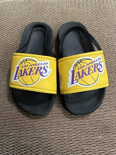 NBA Los Angeles Lakers Team Logo Slides Flip Flop Sandals youth Lg Size ...