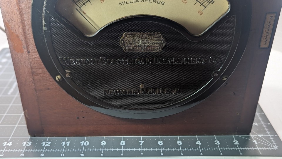 Large Weston Electrical Instrument Amperes Meter Model 57 Western ...