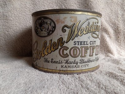 VINTAGE GOLDEN WEDDING STEEL CUT COFFEE TIN 1 LB. | eBay