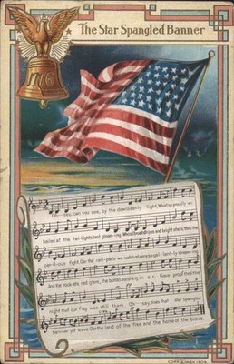 Patriotic Star Spangled Banner with American Flag,Eagle,Bell & Music ...