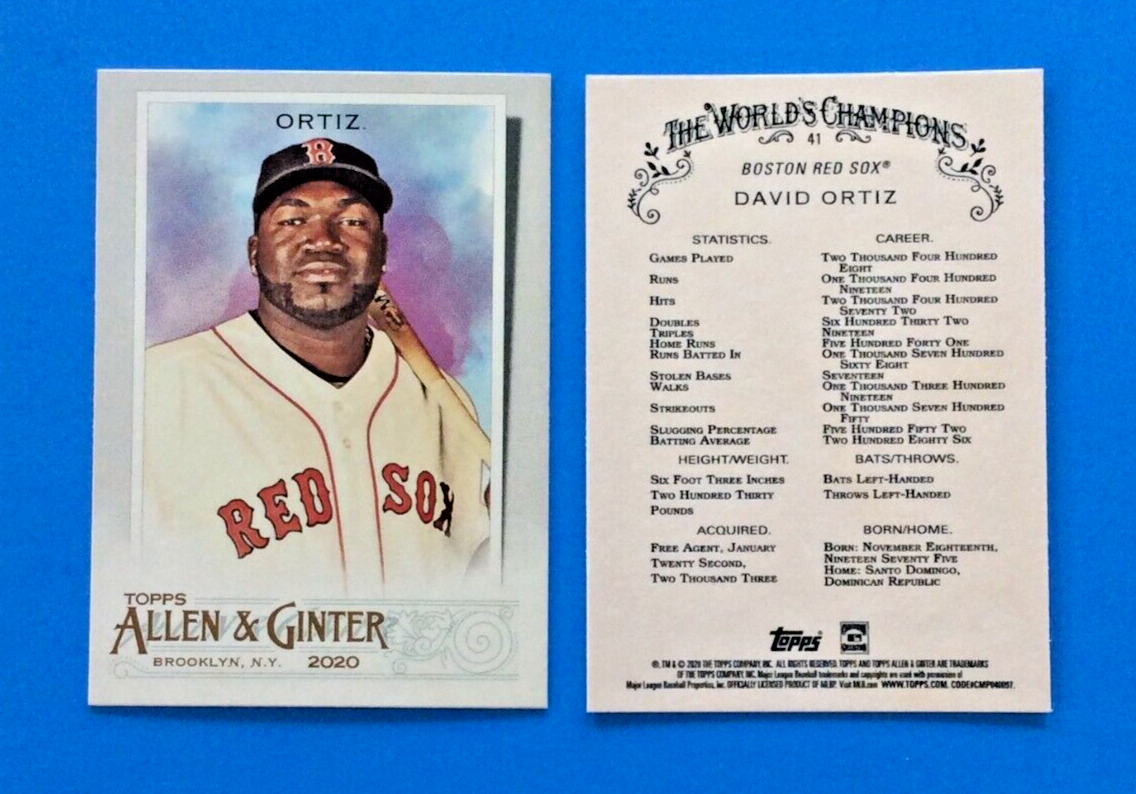 Lot of 10 . 2020 ALLEN & GINTER . DAVID ORTIZ . RED SOX LEGEND . # 41 ...