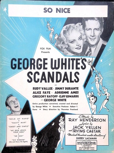 So Nice Sheet Music George White's Scandals Rudy Vallee Alice Faye ...