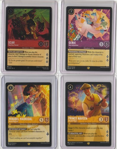 Disney Lorcana Rare 4 Card Lot Mirabel Madrigal-Naveen-Genie-Scar Foil ...