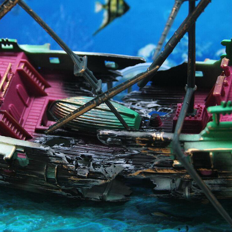 Large Aquarium Decoration Boat Aquarium Ship Air Split Shipwreck Fish ...