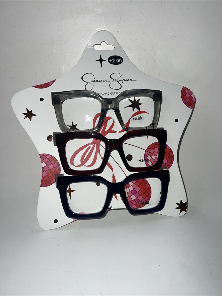 JESSICA SIMPSON 3 PACK SET PREMIUM READING GLASSES READERS +2.00 NEW ...