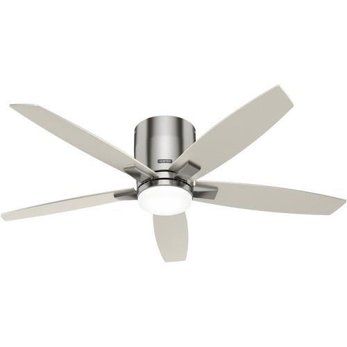 Flat Ceiling Fan with Remote Control Valencia Nickel 132cm LED Lighting ...